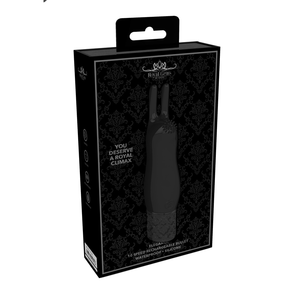Royal Gems Elegance Rechargeable Silicone Bullet Black | BondageBox | Free Delivery