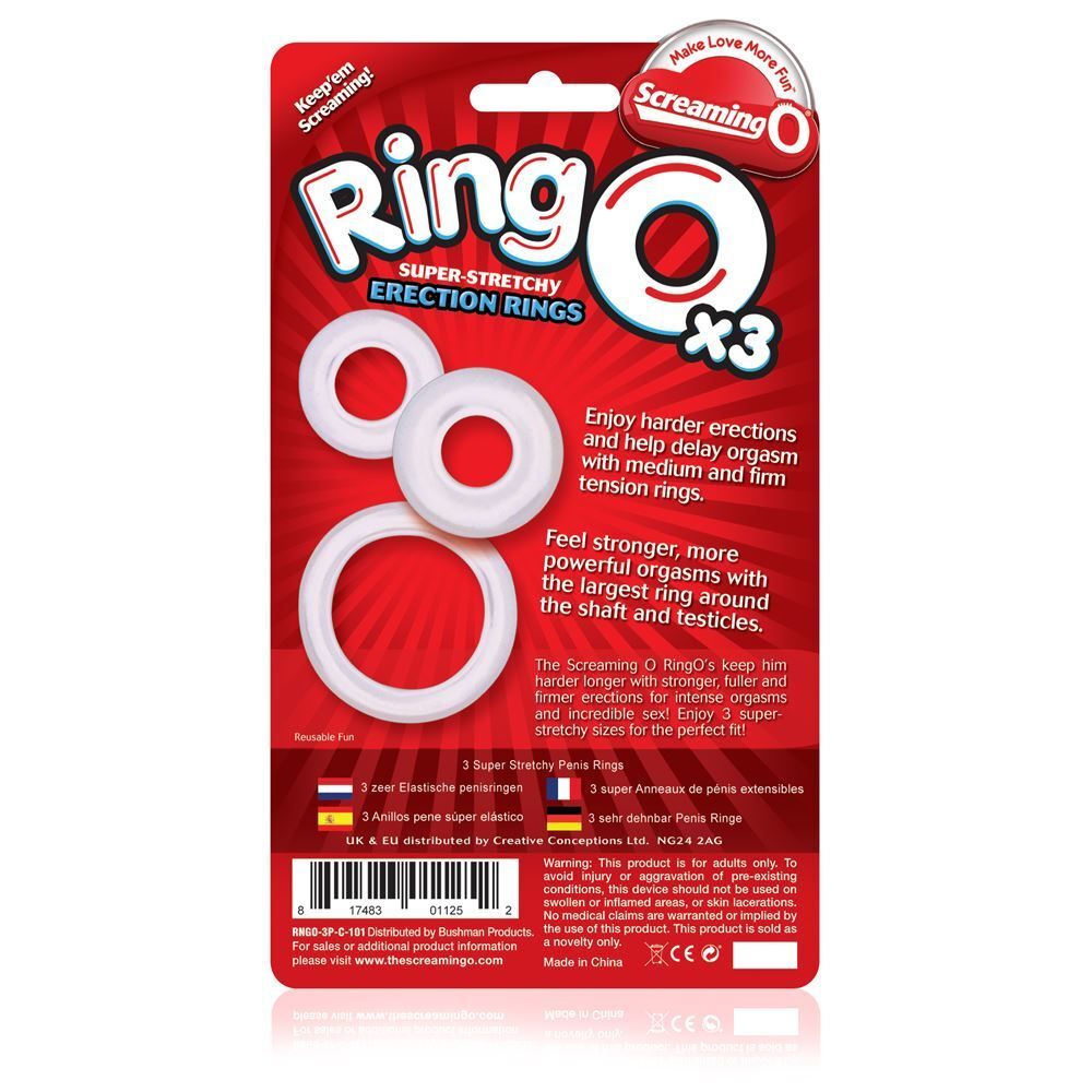 Screaming O RingO x3 Clear Cock Rings | BondageBox | Free Delivery